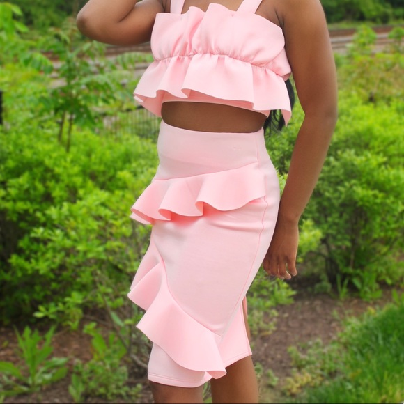 Skirts | Light Pink Ruffled Midi Skirt | Poshmark